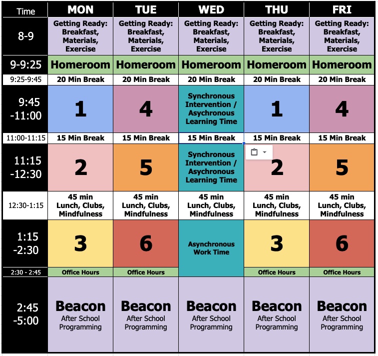 Presidio Bell Schedule SFUSD