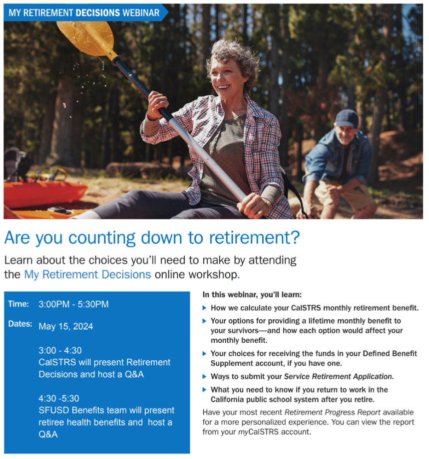 CalSTRS Retirement Webinar for Retirees on May 15 | SFUSD
