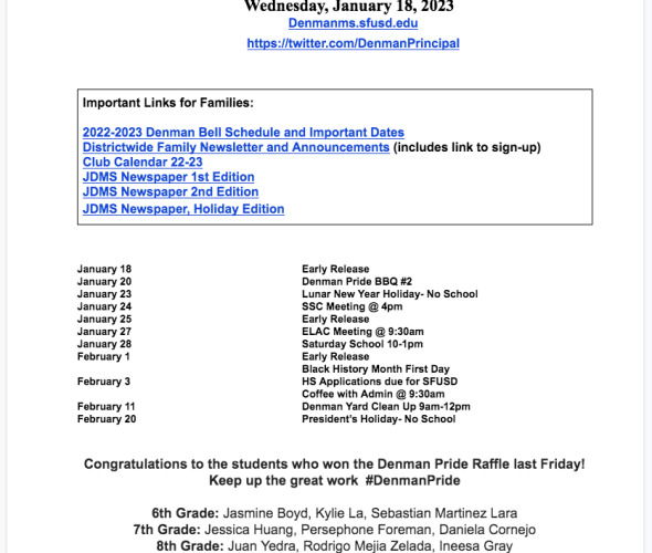 James Denman Middle School | SFUSD